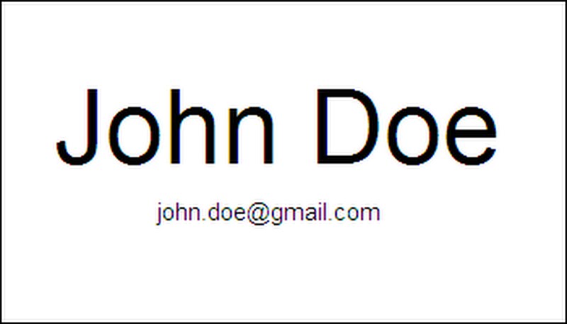 Business Card standard Cut Size Actual Size Image